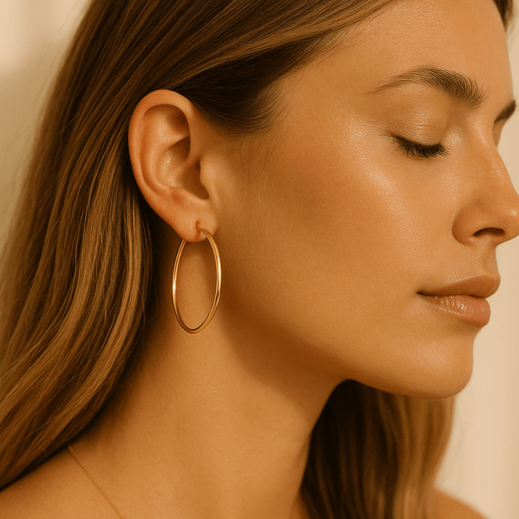 50mm Gold Hoop Earrings – Le Serey