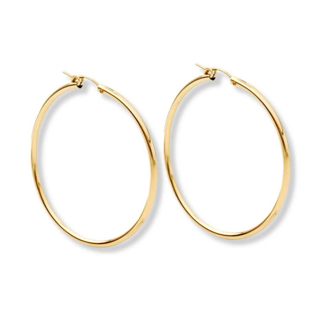 50mm Gold Hoop Earrings – Le Serey