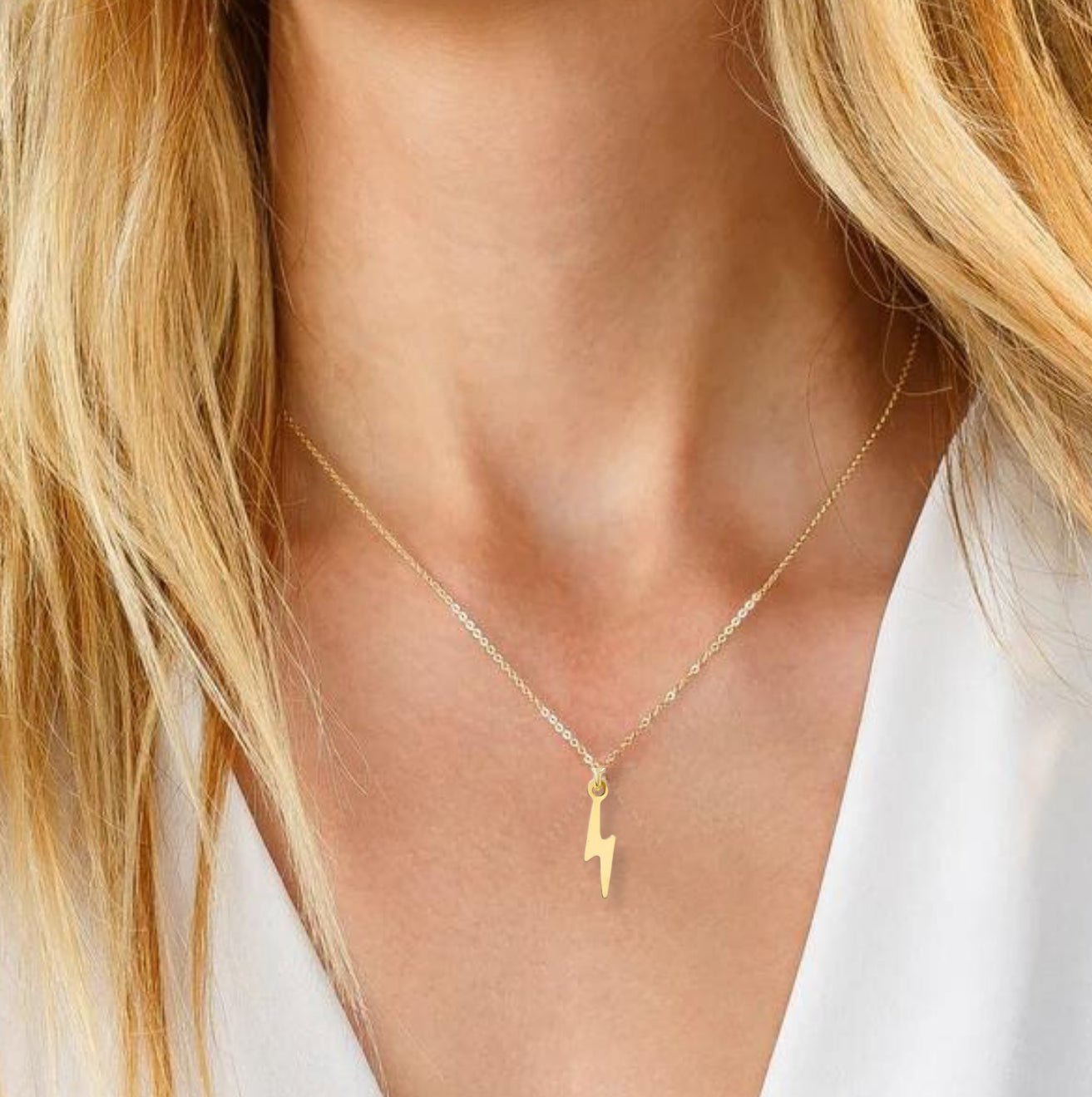 Tiny Lightning Strike Lightning Bolt Necklace Dainty Chain Gold Filled ...