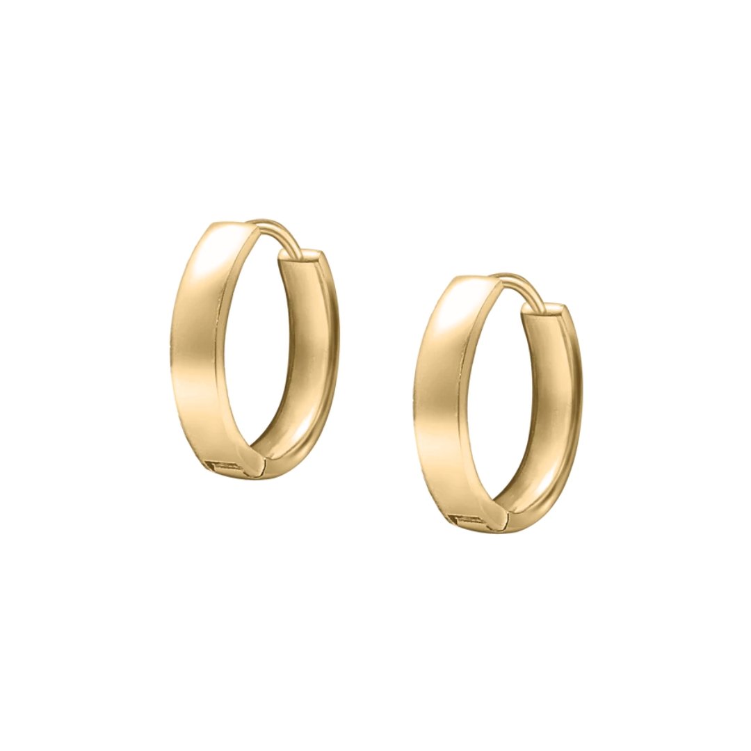 14k Gold Square Huggie Hoops Earring Solid Gold – Le Serey